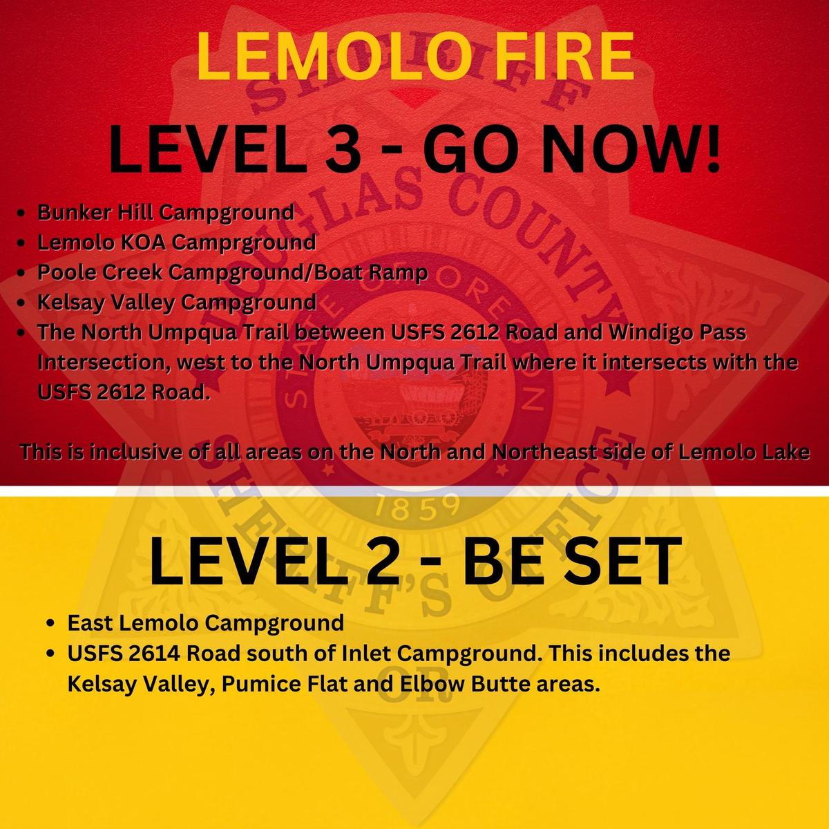 Lemolo Fire Update: Evacuation Notices Issued by Sheriff's Office